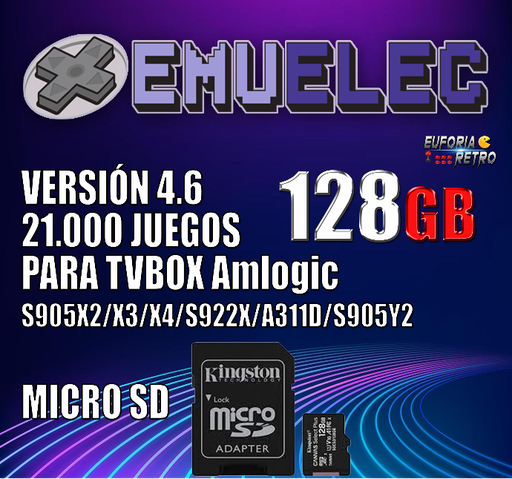 SISTEMA ARCADE EMUELEC 4.6 MICRO SD 128GB | euforiaretro.com