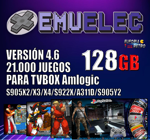 SISTEMA ARCADE EMUELEC 4.6 128GB PARA TVBOX AMLOGIC | euforiaretro.com